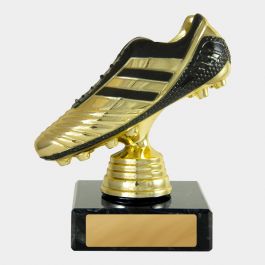 evright.com | "The Boot" AFL Footy Trophy - Black & Gold Mounted